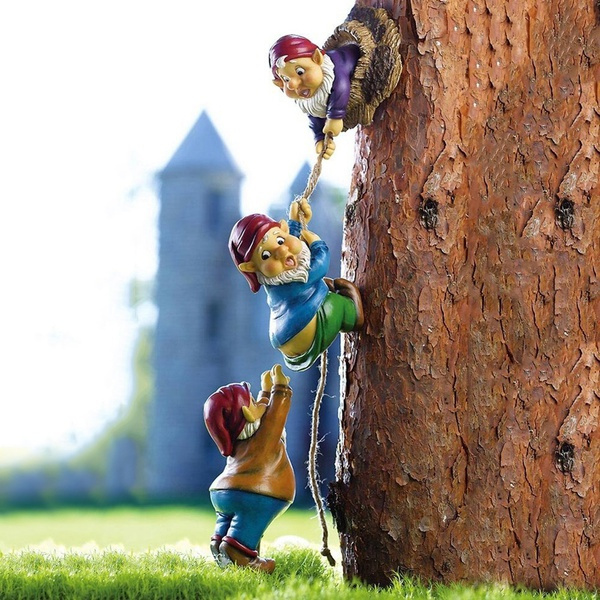 8styles Garden Climbing Gnome Computer Resin Outdoor Dwarf Art Statues ...