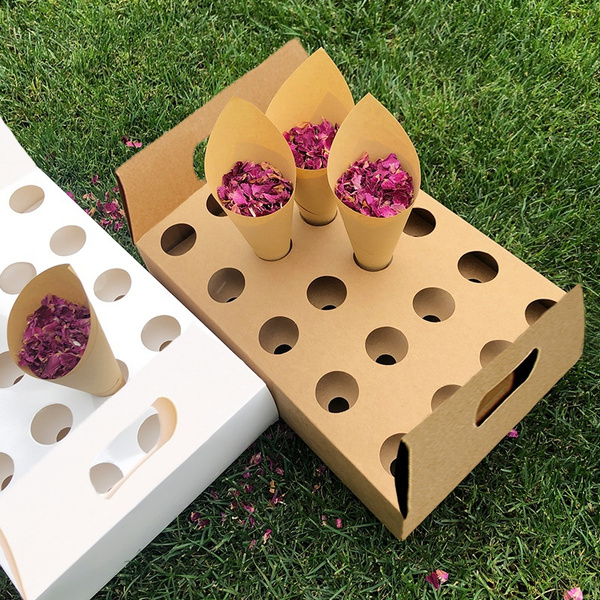 Kraft Paper Wedding Tray Confetti Cone Holder Natural Petals Confetti ...