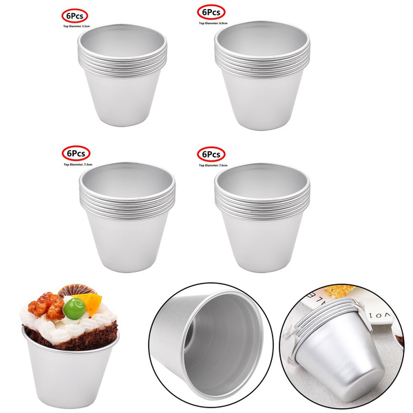 6 Pack Nonstick Mini Anodized Aluminum Pudding Cups Molds for Dessert ...