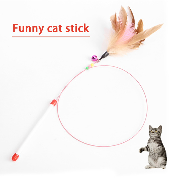 Steel Wire Feather Funny Cat Stick Interactive Toy with Bell | Wish