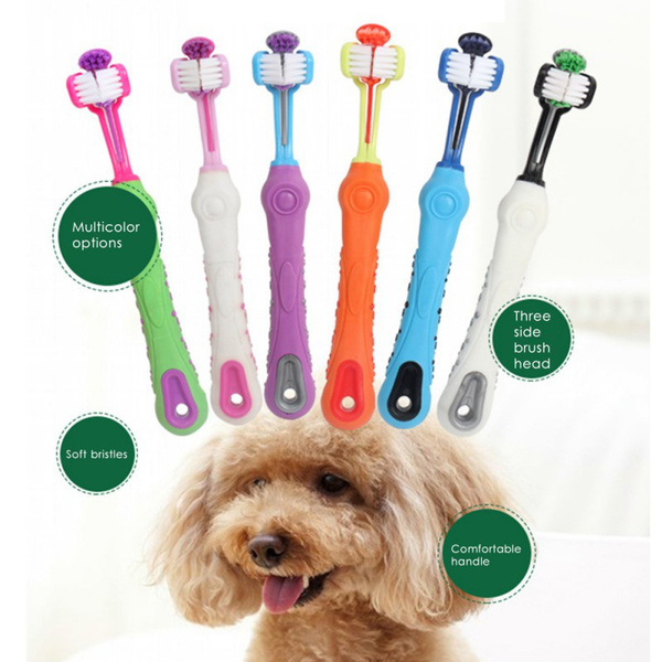 Three Sided Pet Toothbrush Dog Brush Addition Bad Breath Tartar Teeth ...