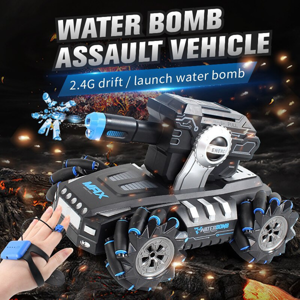 RC Tank Launch Water Bomb 1:16 Simulation 4WD 2.4G Watch Remote Control ...