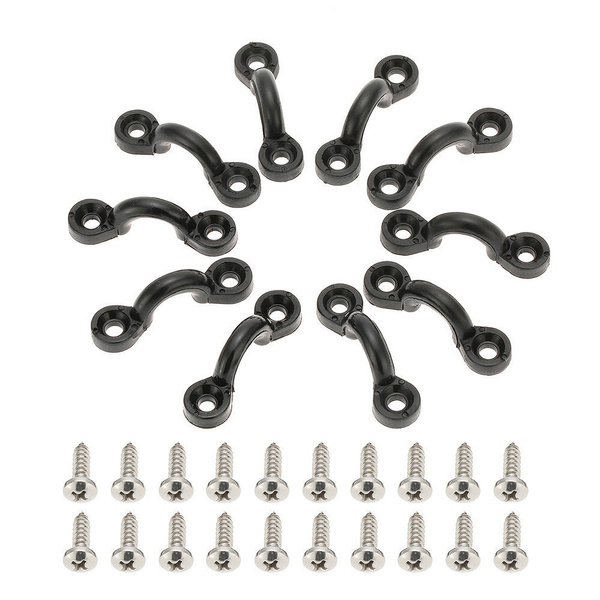 10pcs Fishing Kayak Pad Eye Kit With 20 Screws Nylon Bungee Deck Loops ...
