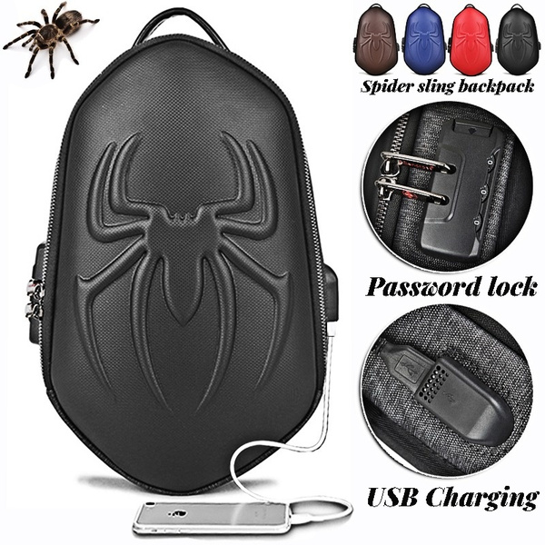 Spider Sling Backpack USB Charging Anti Theft Crossbody Bag Waterproof ...