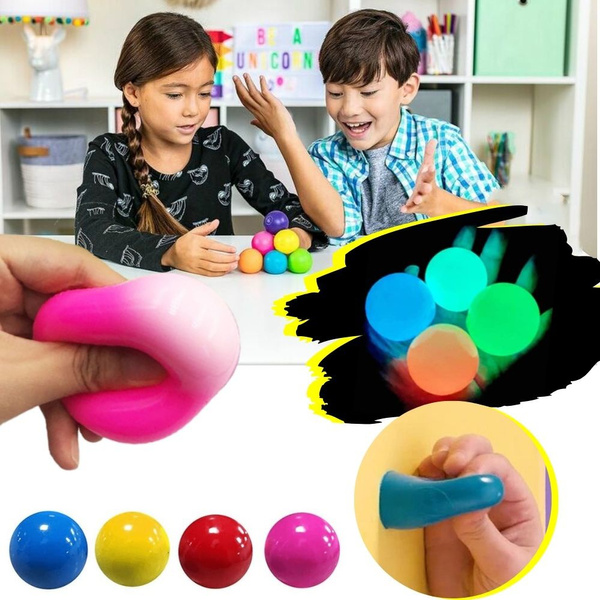 Stress Relief Sticky Balls 4PCS, Soft Therapy Target Toys For Stress ...