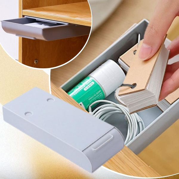 Under Desk Drawer Organizer, Office & Home Desk Adhesive Organizer Box ...