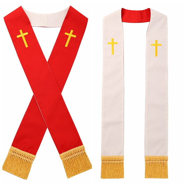 Christian Catholic Church Clergy Priest Gold Cross Stole Pastor White ...