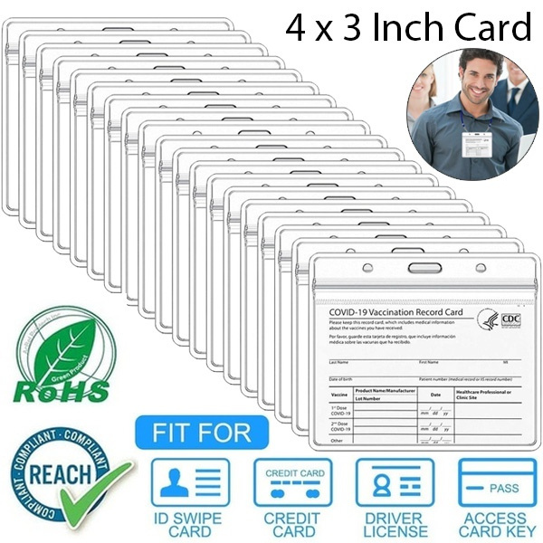 4 X 3 in Size High Quality CDC Vaccination Card Holder Plastic Clear ID ...
