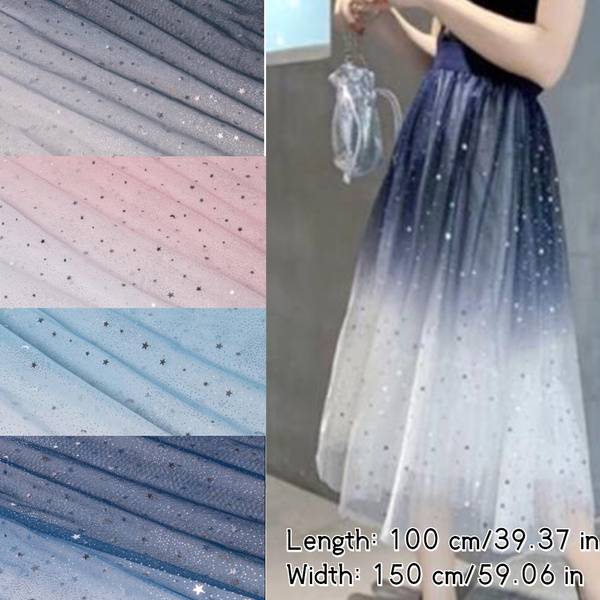 Gradient Tulle Mesh Fabric Star Moon Glitter Sparkle Skirts Wedding ...
