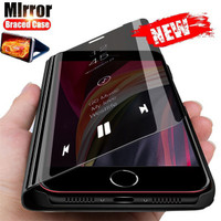 Luxury Smart Clear View Plating Mirror Phone Case Flip Leather Cover ...