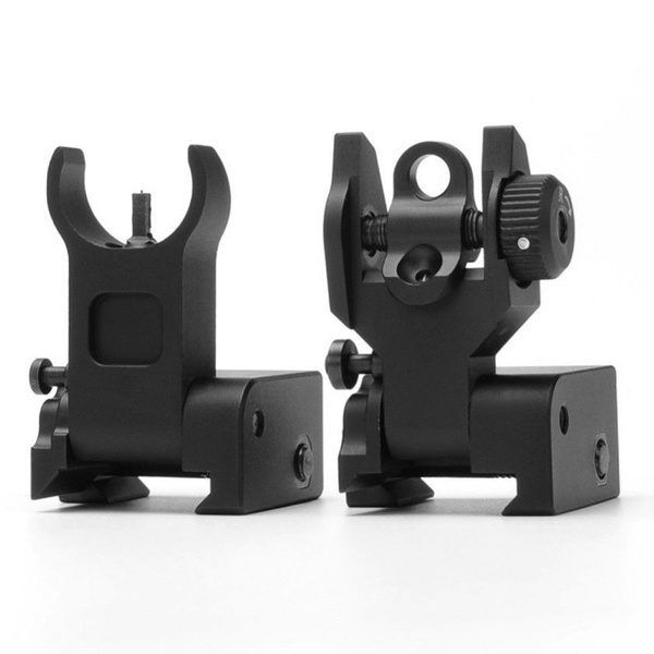 2 Types Fiber Optic Front Rear Iron Sight Low Profile Flip up Front Red ...