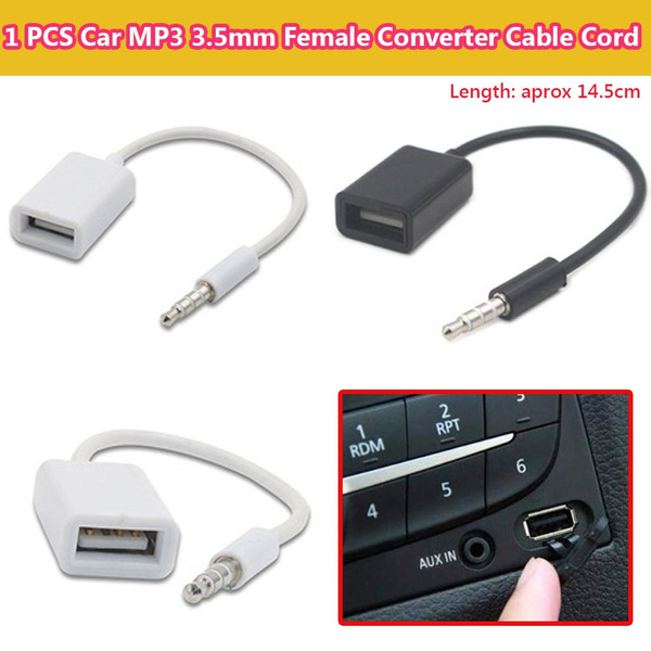 1 Pcs MP3 3.5mm Male AUX Audio Plug USB 2.0 Female Converter Cable Cord ...