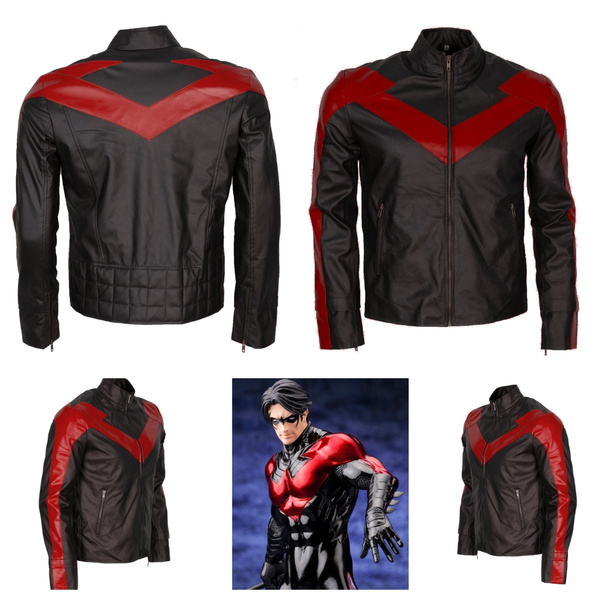 Nightwing New 52 Comic Super Hero Motorcycle Jacket In Red & Black ...