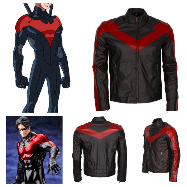 Nightwing New 52 Comic Super Hero Motorcycle Jacket In Red & Black ...