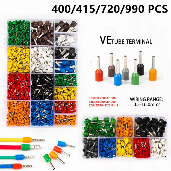 400/415/720/990 PCS Boxed Tube Type Insulated Cord End Terminal Pin End ...