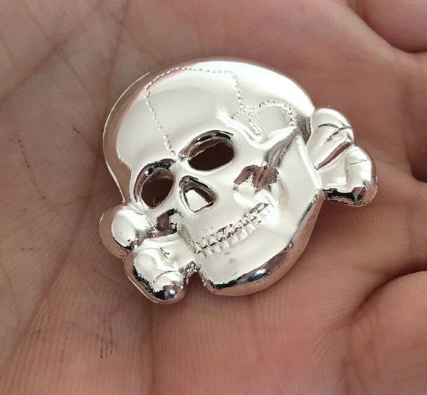 1PC Black Silver Skull Badge Army Military Emblem Metal Insignia Pin ...