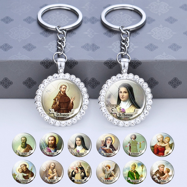 Saint Keychain Religious Gift Jewerly St Michael St Anthony St Therese ...