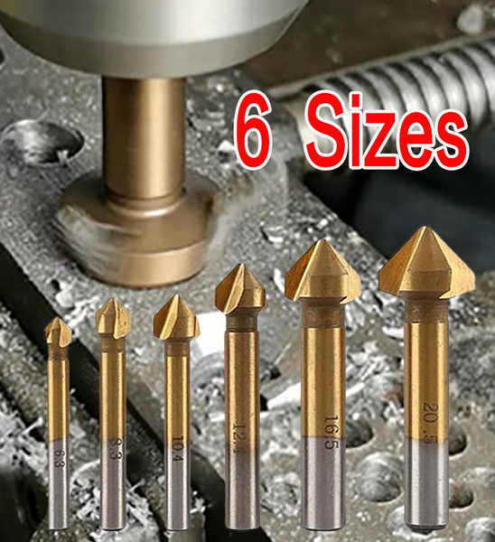 6.3mm-20.5mm 3 Flute 90 Degree HSS Metals Titanium Three Edge Chamfer ...