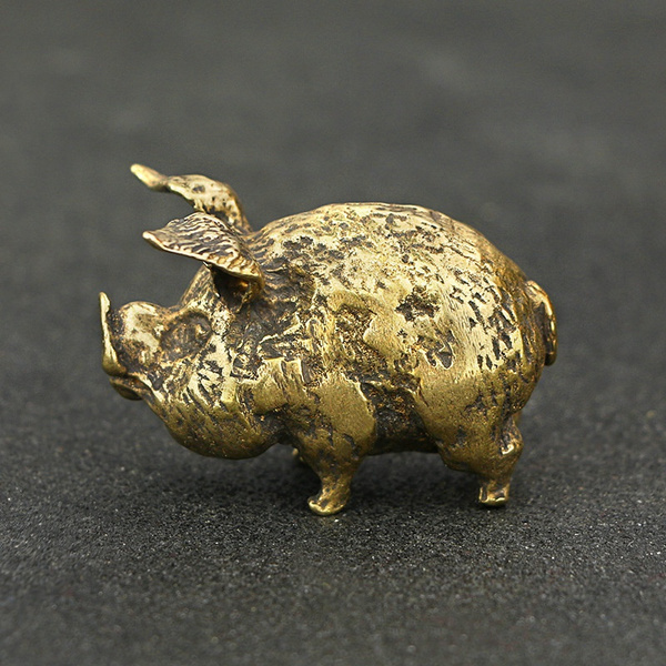Pure copper cute pig brass home decoration small jewelry pendant bronze ...