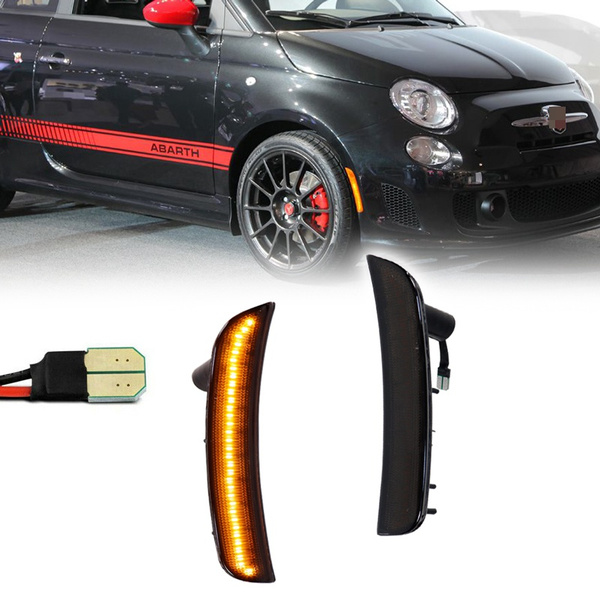 For 2012-2019 Fiat 500 Smoked Lens Front Bumper Amber LED Side Marker ...