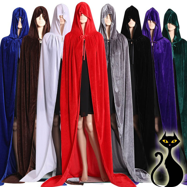 New Unisex Men Women Reaper God Gothic Hooded Velvet Cloak Cape Robe ...