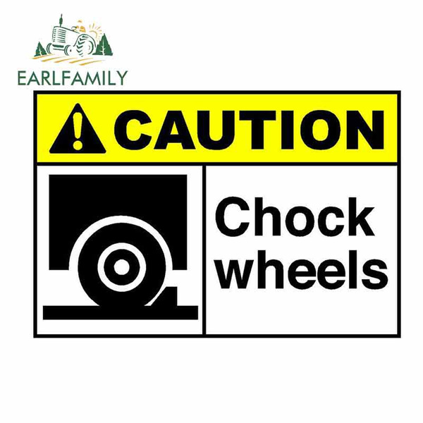 13cm x 8.8cm for Chock Wheels Caution Label Car Stickers Vinyl Helmet ...