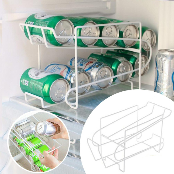 Kitchen Refrigerator Fresh Drink Beer Cans Storage Rack Solid Double ...