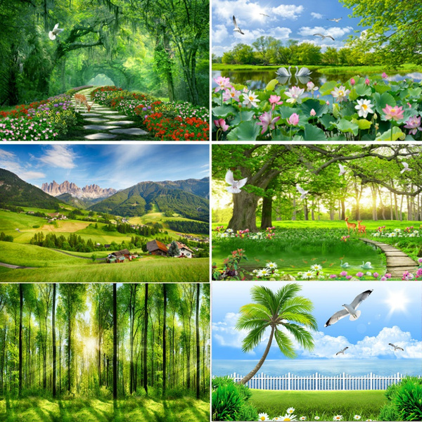 3D Forest Wall Mural Landscape Wallpaper Samll Art Wall Painting Decals ...