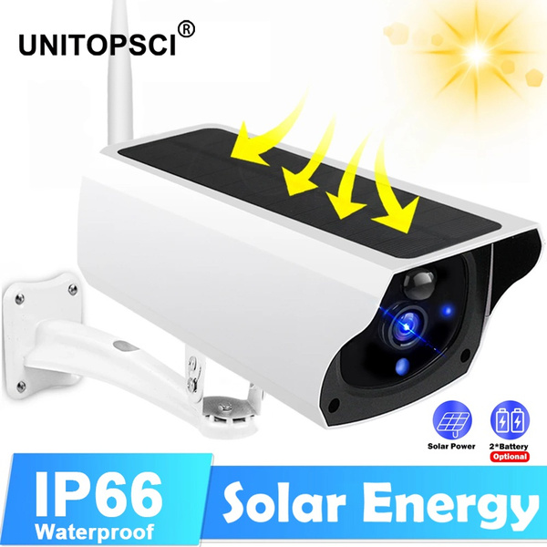 UNITOPSCI [200W Pixels Solar Powered] Solar IP Camera WiFi 1080P HD ...