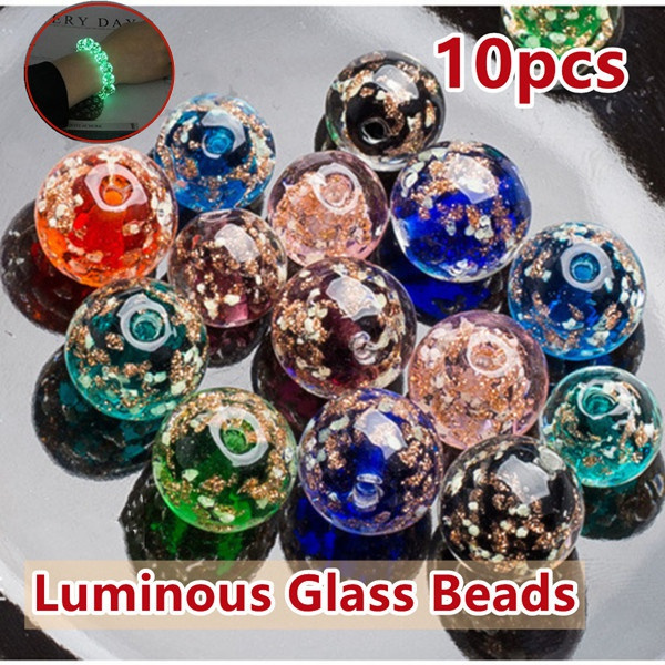8mm/10mm/12mm10 Pcs Luminous Glass Beads Handmade Loose Beads Crystal ...