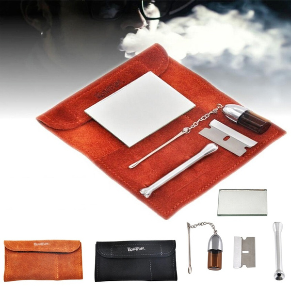 Leather Sniffer Snuff Snorter Tool Bag Case Tobacco Pouch Bag Sniffer ...