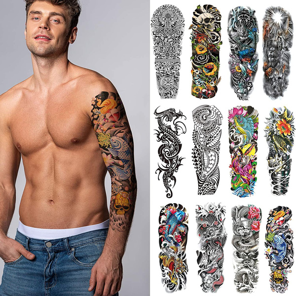 Waterproof Temporary Tattoo for Men and Women Full Arm Temporary ...