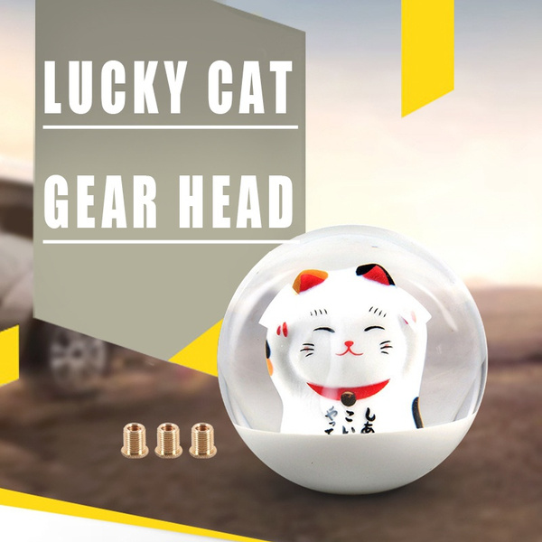 Jdm Maneki Neko Fortune Lucky Cat Round Gear Ball SHIFT KNOB M8 M10 M12 ...