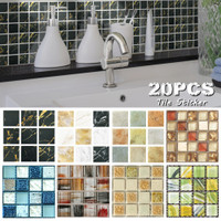 20pcs/set Bathroom Wall Art Self-Adhesive 10*10cm Waterproof Tile ...