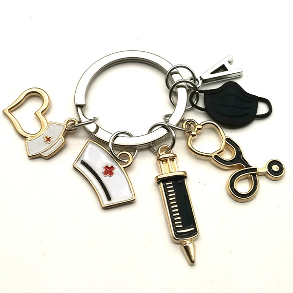 New nurse cap medical key chain needle syringe stethoscope thermometer key chain jewelry gift | Wish