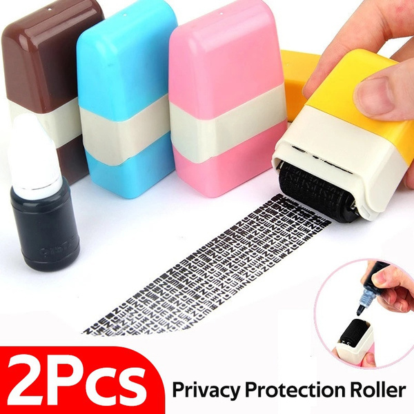 2Pcs Security Stamp Identity Privacy Protection Roller Stamp Portable ...