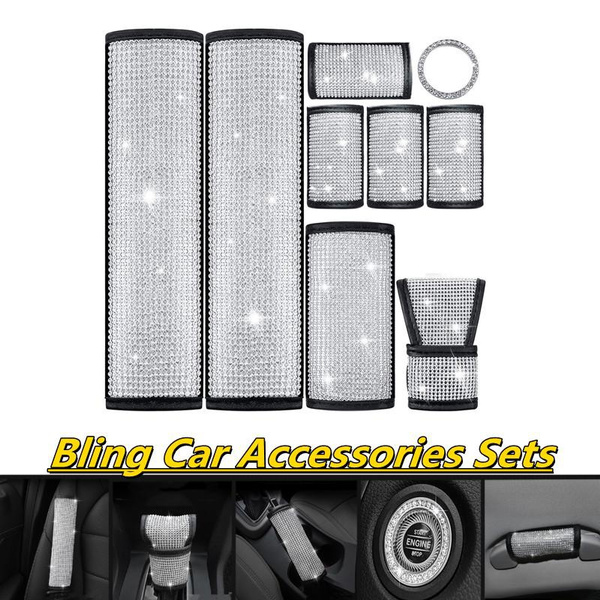 Car Bling Set,Luster Crystal Automotive Protective Pad for Seatbelt ...