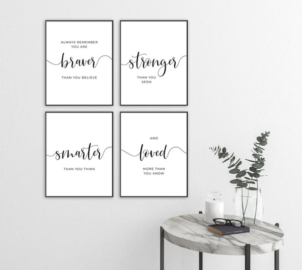 4 Panels Set Large Size Inspirational Quotes Wall Posters Modern Design ...