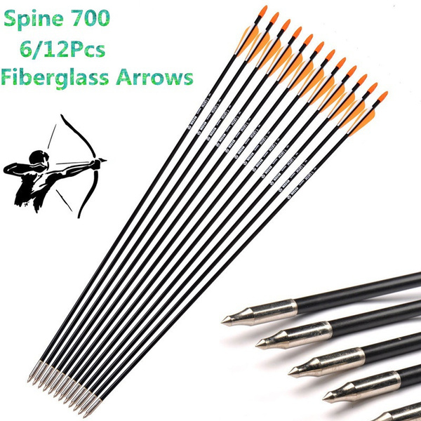 Archery 6pcs/12pcs Fiberglass Arrows Set Orange Plastic Feather Hunting ...
