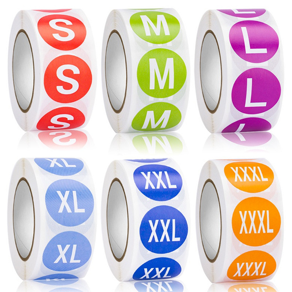 500Pcs/Roll Clothing Size Label Stickers Adhesive Tags for Clothes ...