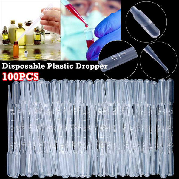 100pcs 1/2/3 ML Plastic Disposable Droppers Laboratory Transparent ...