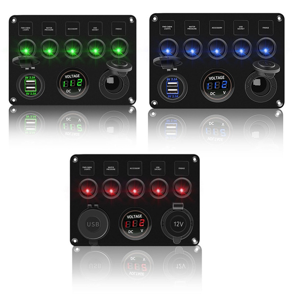 Toggle Switches Digital Voltmeter Rocker Switch Panel Dual USB 12V ...