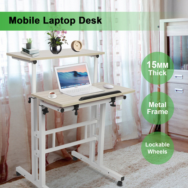 Mobile Stand Up Desk, Laptop Desk With Wheels Rolling Table Home Office ...