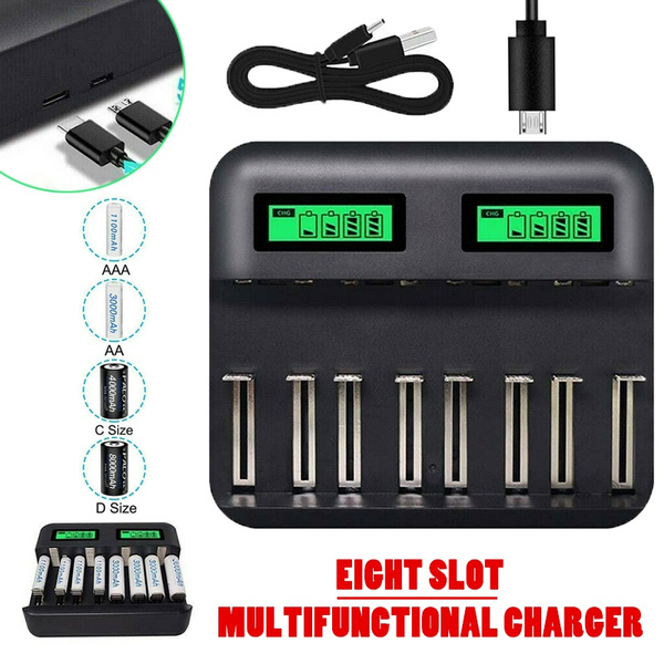 New LCD Battery Charger 8 Slots AA AAA C D Battery Charger for ...