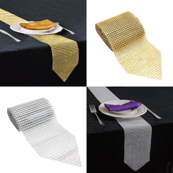 Modern Gold Silver Table Runner Wedding Luxury Table Decoration Golden ...