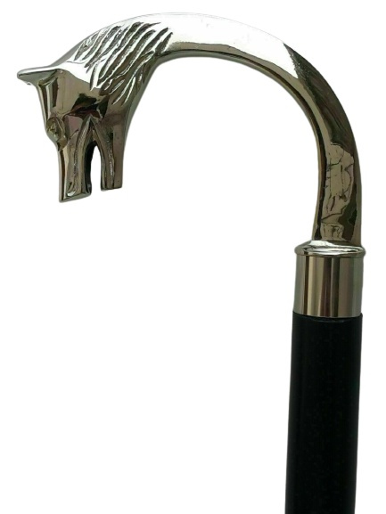 Vintage Silver Brass Wolf Head Handle Victorian Wooden Walking stick ...