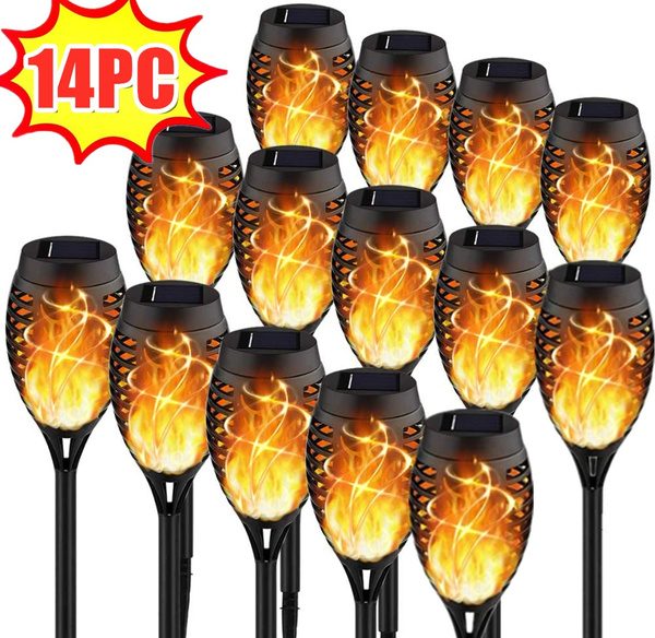 14PC Upgraded Torches, Solar Lights Outdoor, 12LED Solar Torch Lights ...