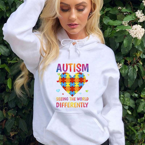 Fashion Funny Autism Seeing The World Differently Printed Hoodies For ...