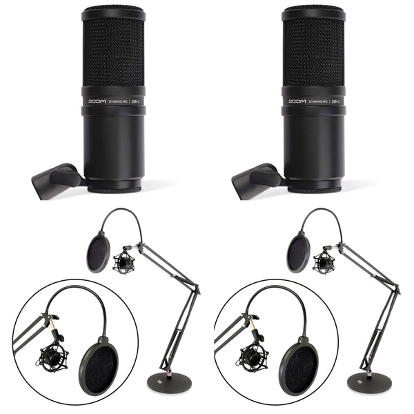 Zoom ZDM-1 Dynamic Audio Recorder Microphone + Pyle Desktop Arm Stand ...