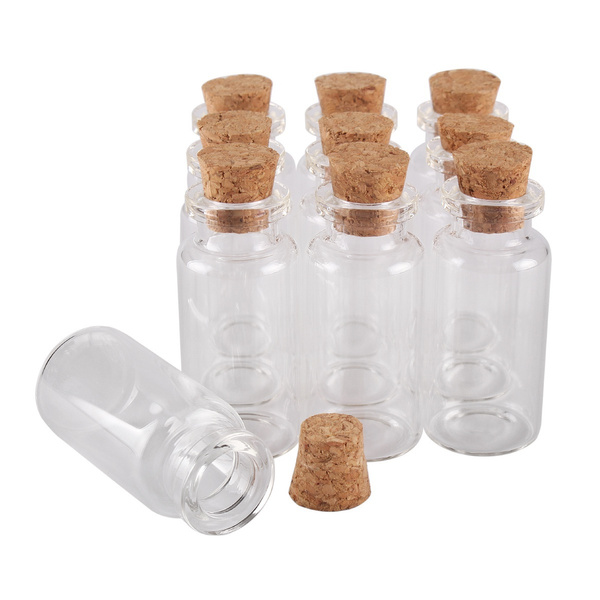 10 pieces 12ml 24*52mm Small Glass Wishing Bottles with Cork Stopper ...